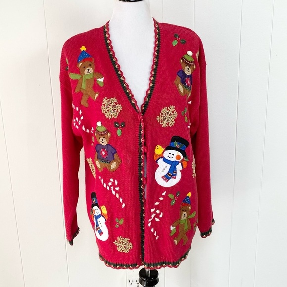 Vintage | Sweaters | Work In Progress Classics Red Christmas Holiday ...